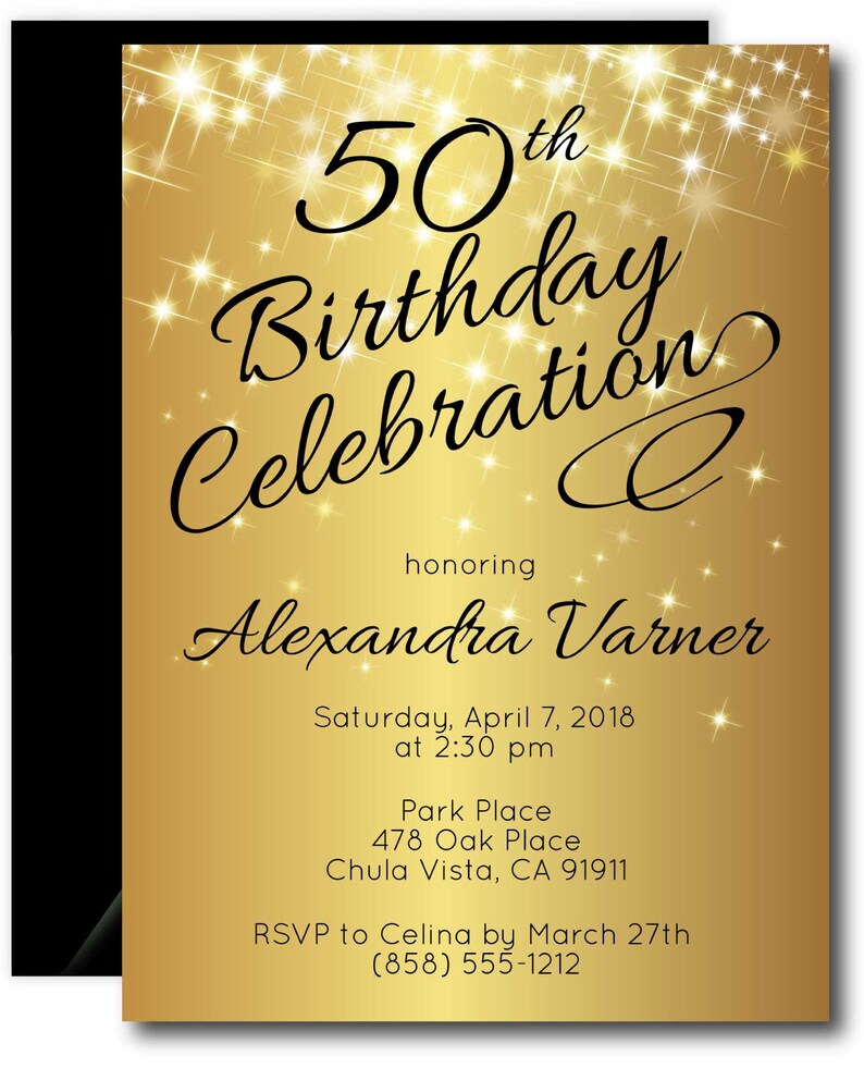 50th Birthday Invitation Template Elegant Birthday Invitation Etsy 