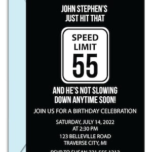 55th Birthday Welcome Sign, Any Age Speed Limit 55 Birthday Party Sign ...