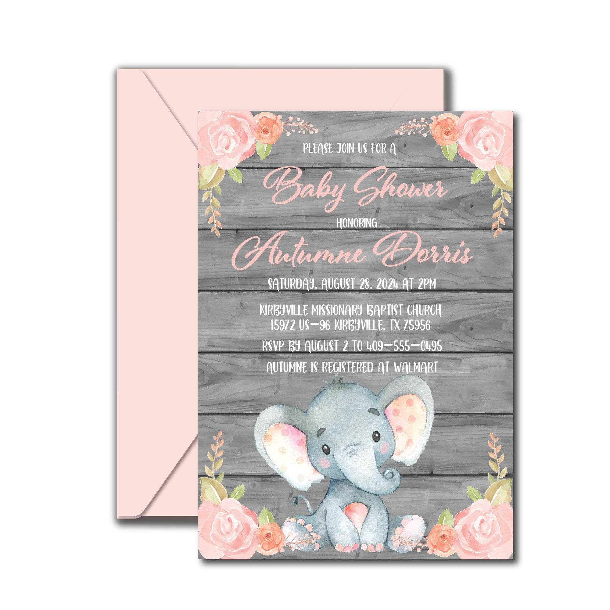 Invitación de baby shower de elefante rosa invitación de baby - Etsy México