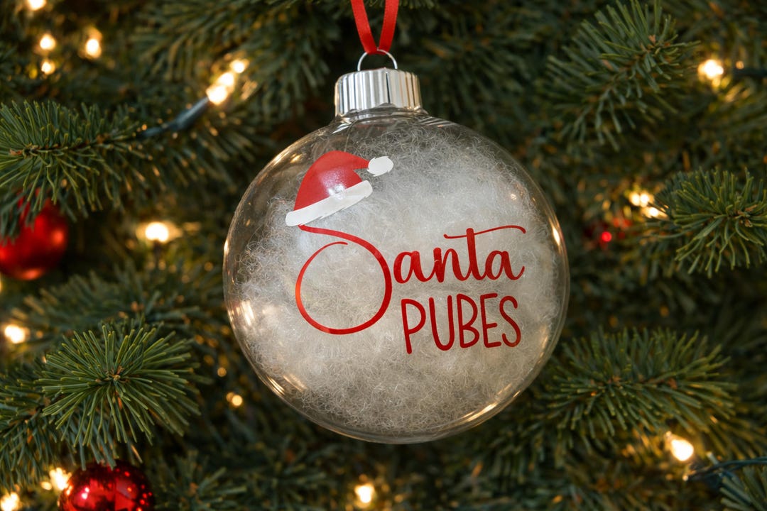 Santa Pubes Ornament Disc, Santa Christmas Ornament, Round Santa ...