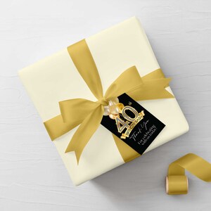 40th Birthday Favor Tags, 40th Birthday Thank You Tags Printable, 40th ...