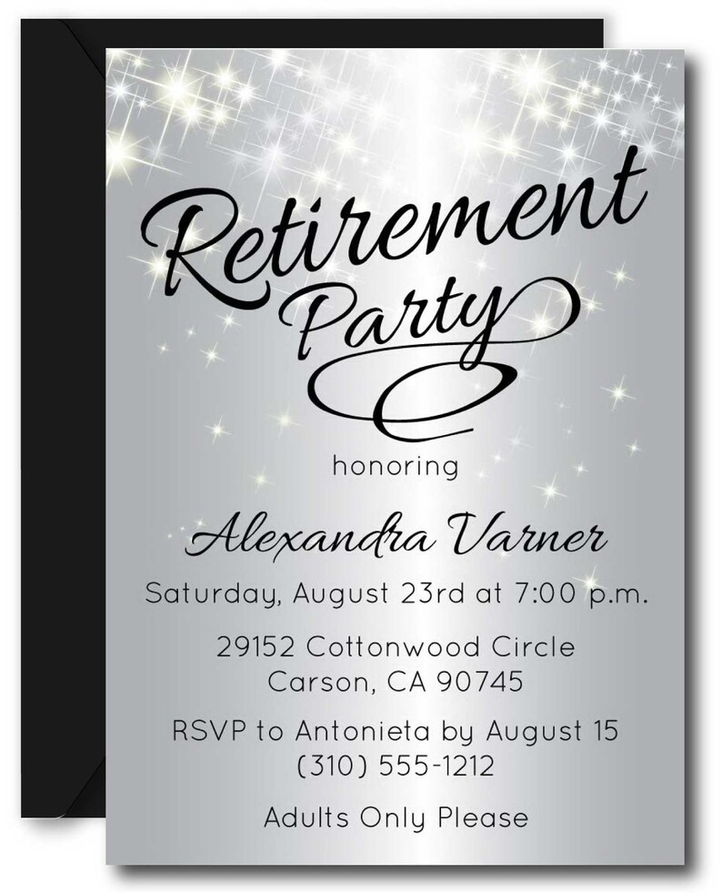 Silver Retirement Party Invitation Elegant Retirement - Etsy