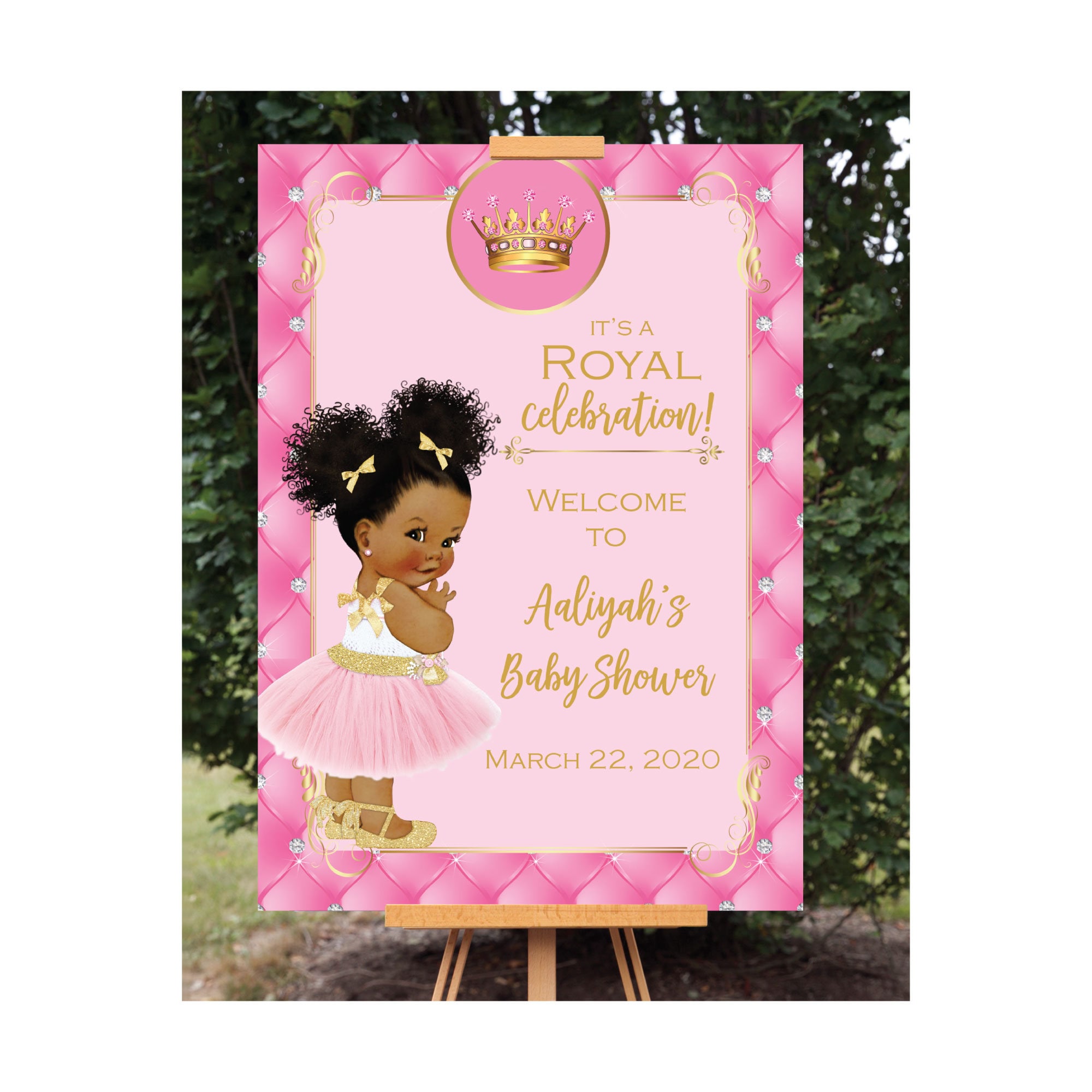 Royal Princess Baby Shower Welcome Sign, Girl Printable (digital ...