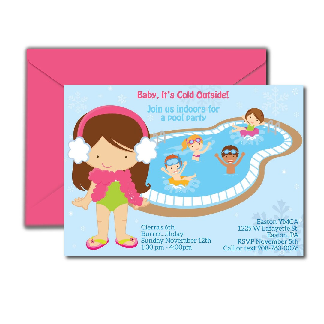 Winter Pool Party Invitation Indoor Pool Party Birthday - Etsy