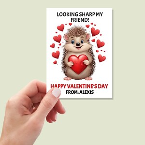 Hedgehog Valentine Cards, Classroom Printable Valentine Cards, Cute ...