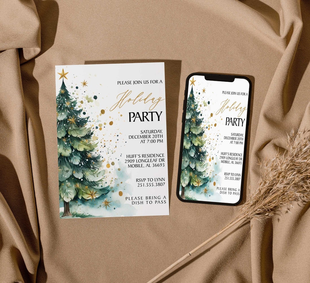 Christmas Invitation Christmas Tree Party Invitation Tree - Etsy