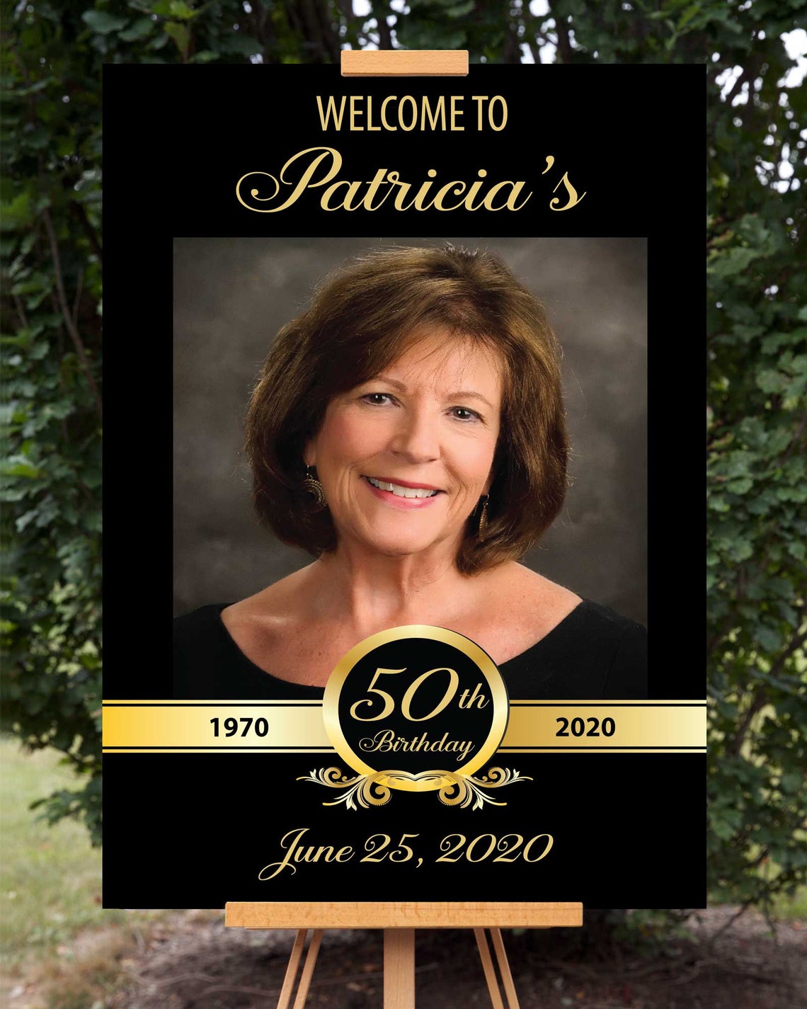 Photo Birthday Welcome Sign Any Age Birthday Party Sign Gold | Etsy