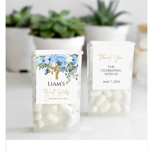 Blue Communion Stickers, First Communion Kisses Labels, Blue God Bless ...