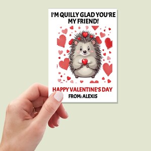 Hedgehog Valentine Cards, Classroom Printable Valentine Cards, Cute ...