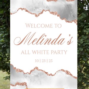 All White Party Welcome Sign, Printable White Birthday Welcome Sign - Etsy