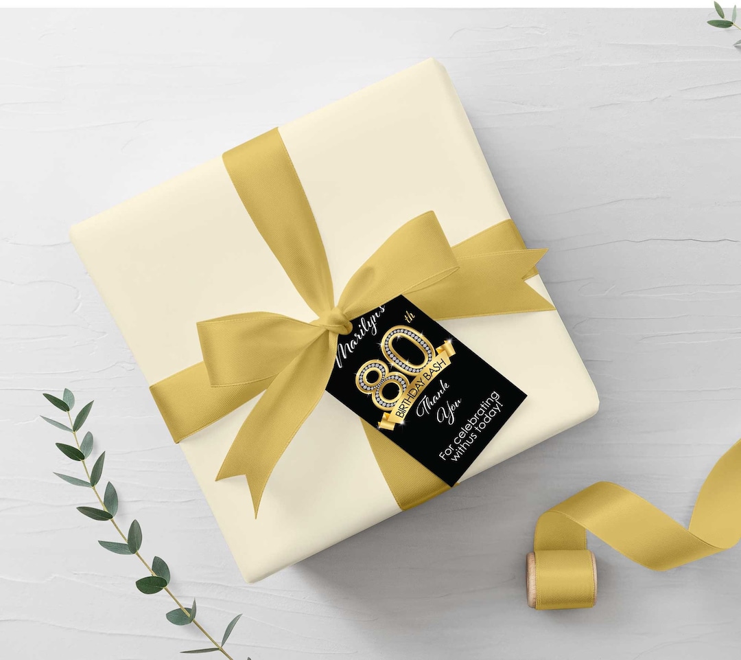 80th Birthday Favor Tags, 80th Birthday Thank You Tags Printable, 80th ...