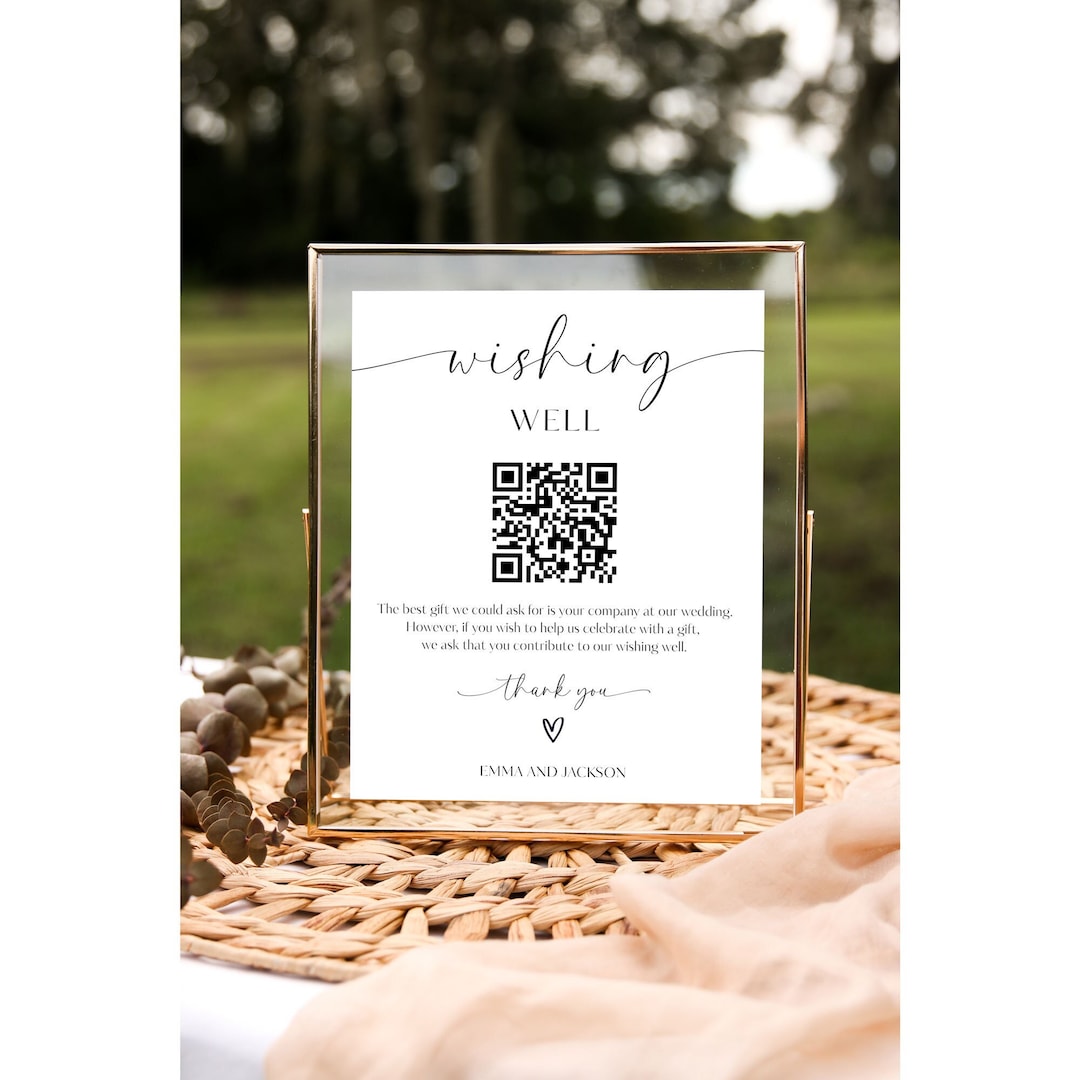 Modern Minimalist, QR Code Wedding Sign, Honeymoon Fund Sign, Wishing ...
