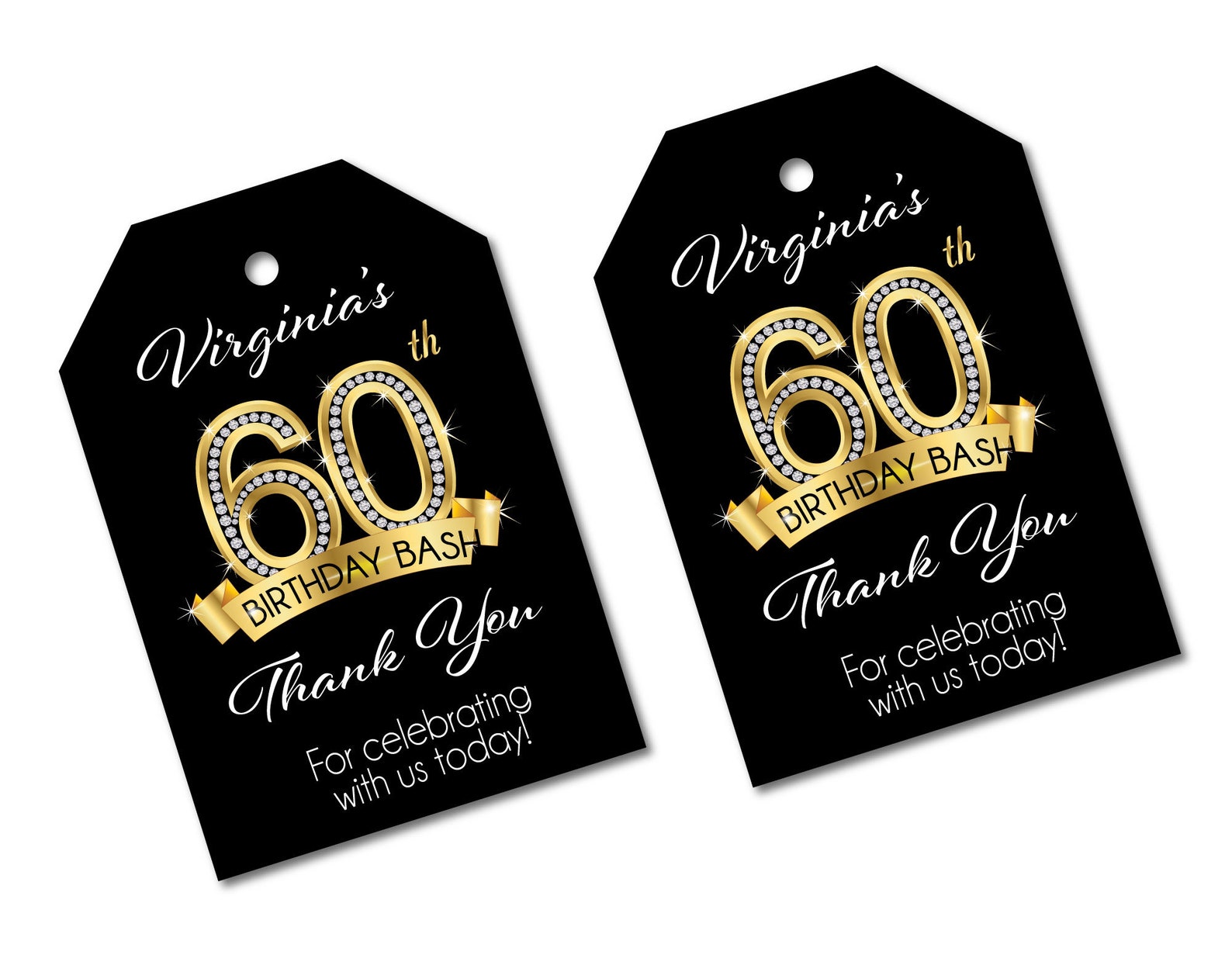 60th Birthday Favor Tag 60th Birthday Thank You Tag - Etsy
