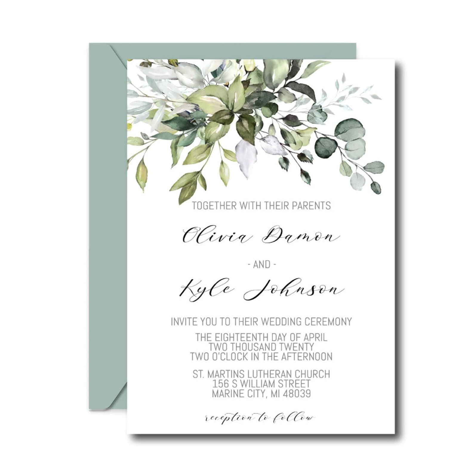 Greenery Wedding Invitation Suite Greenery Wedding Invitation - Etsy