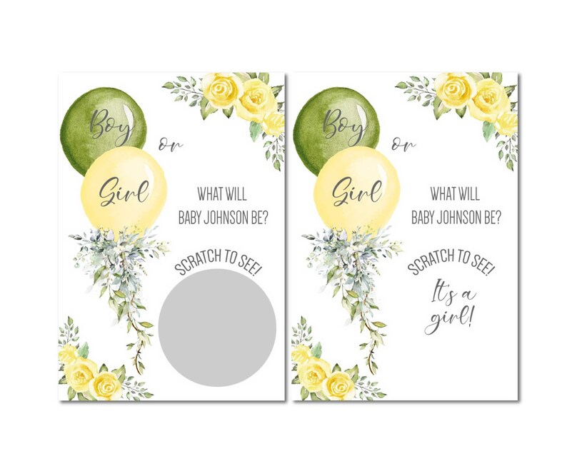 Yellow Green Gender Reveal Invitation Balloons Gender Reveal | Etsy