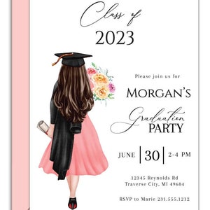 Girl Graduation Invitation, Modern Graduation Invitation Template ...