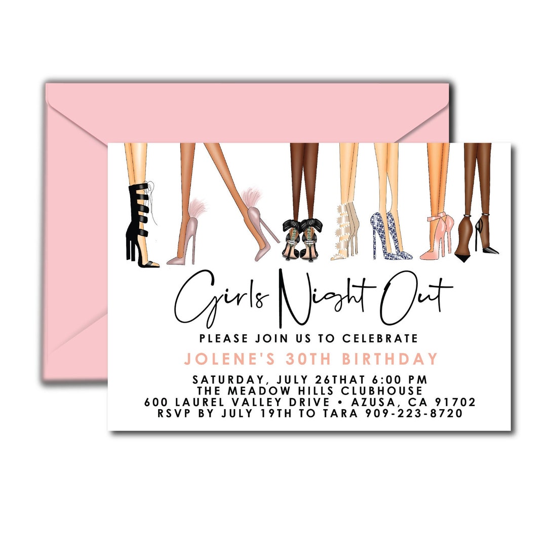 Girls Night Out Birthday Invitation, Ladies Night Out Birthday Invites ...