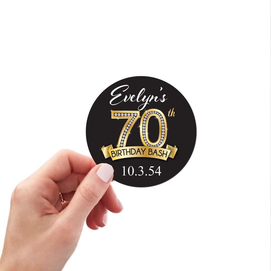 70th Birthday Stickers Personalized Birthday Hershey Kisses Favors ...