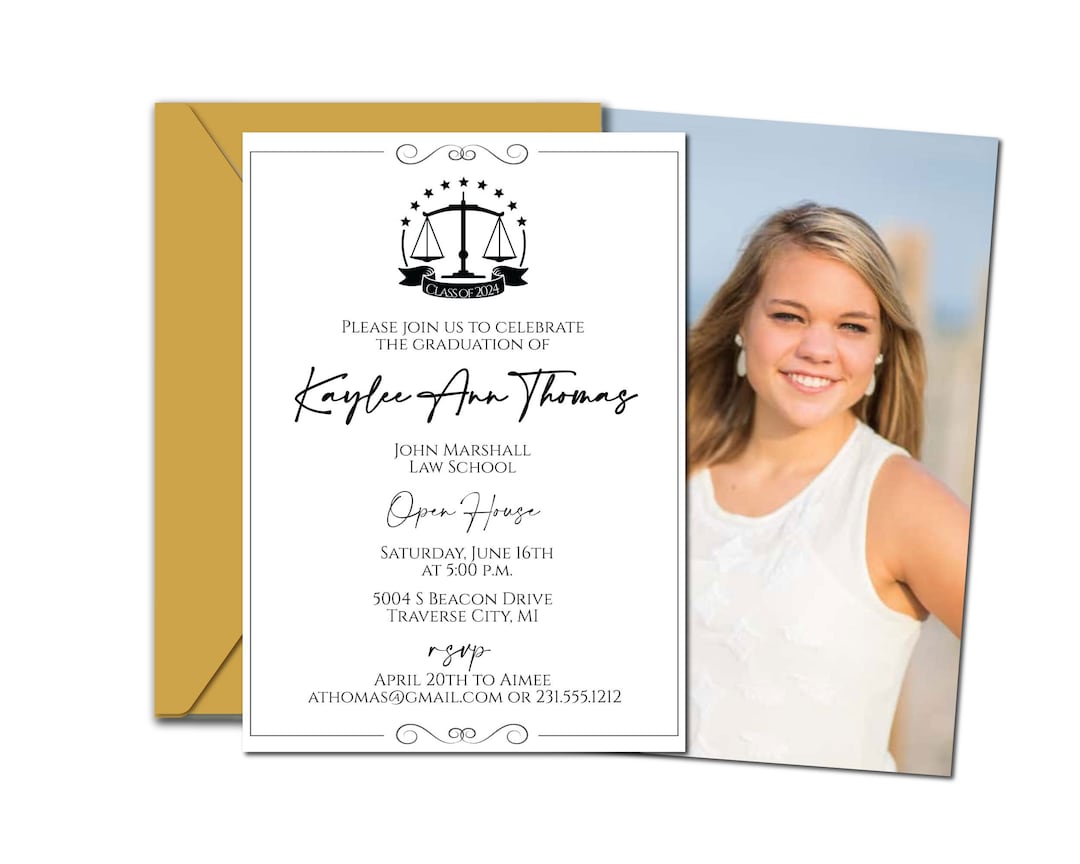 Law Graduation Invitation - Printable Scales of Justice, Juris ...