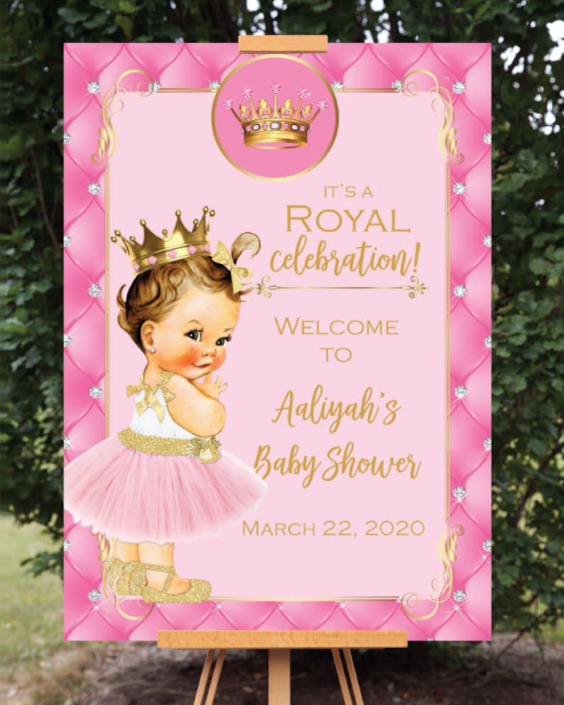 Royal Princess Baby Shower Welcome Sign, Girl Printable (digital ...