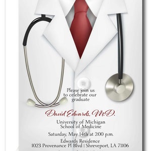 Doctor Invitation, Medical School Doctor Graduation Invitation, Male ...