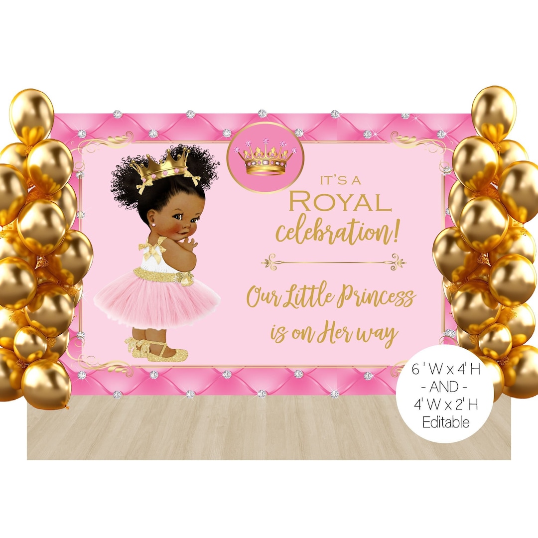 Royal Princess Baby Shower Backdrop, A Little Princess is on Her Way ...
