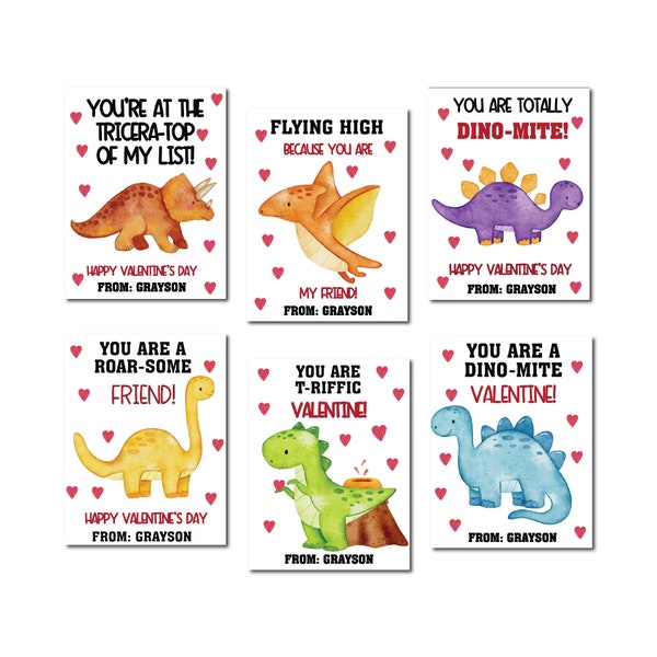 Dinosaur Valentine Printable - Etsy