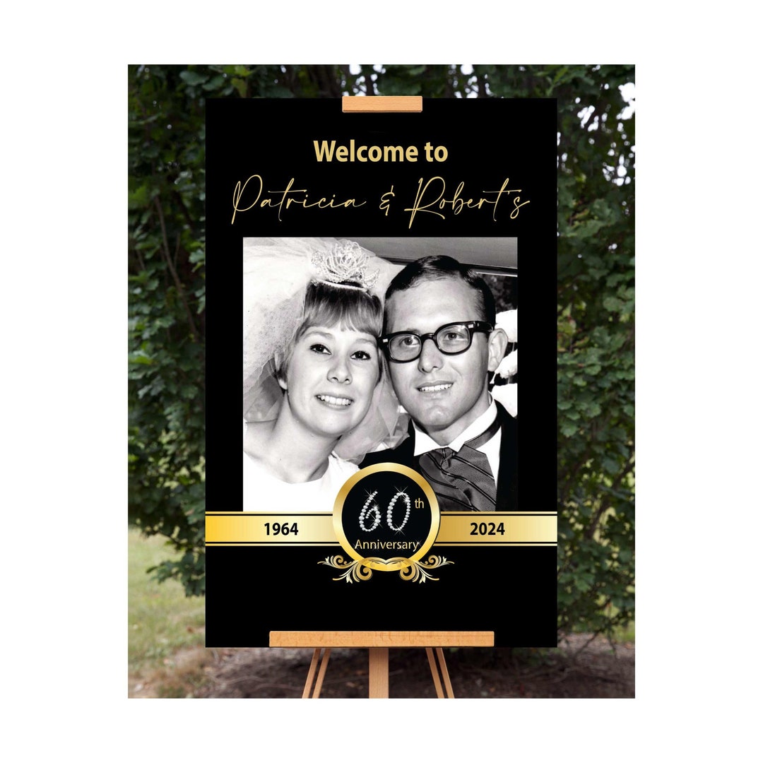 60th Anniversary Welcome Sign, 60th Anniversary Party Sign, Diamond ...