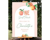 One Sweet Peach Welcome Sign Girls Printable Birthday Sign - Etsy