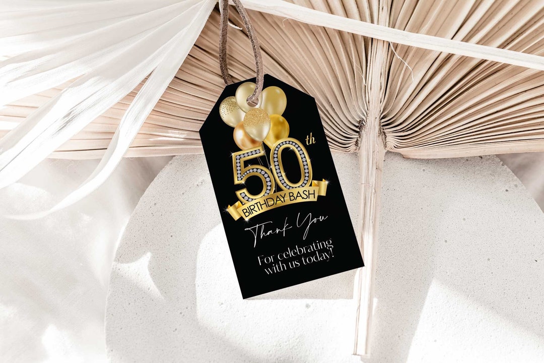 50th Birthday Favor Tags, 50th Birthday Thank You Tags Printable, 50th ...