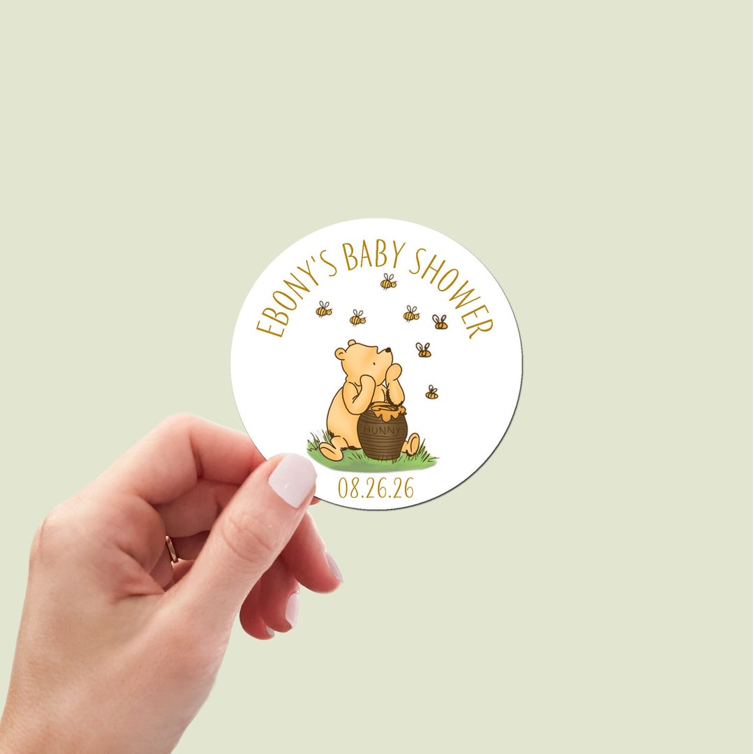 Winnie the Pooh Baby Shower Stickers Personalized Classic - Etsy