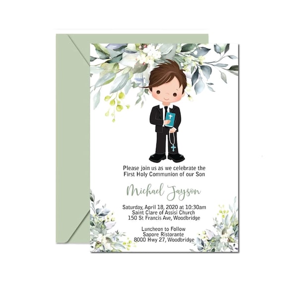 First Communion Invitations For Boys Templates