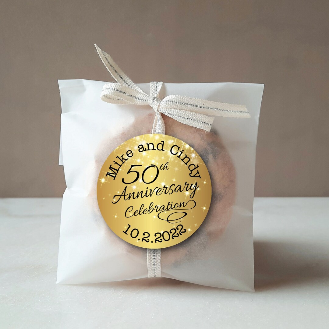 50th Anniversary Stickers, Personalized Anniversary Labels, Sparkly ...