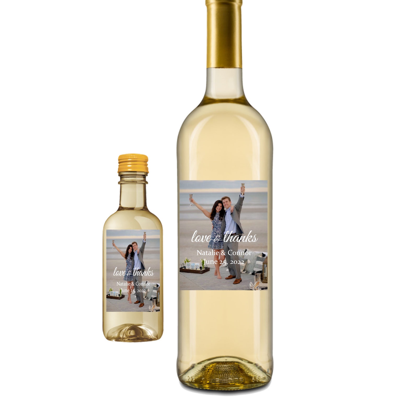 Wedding Mini Wine Labels Photo Mini Wine Bottle Set of 10 - Etsy