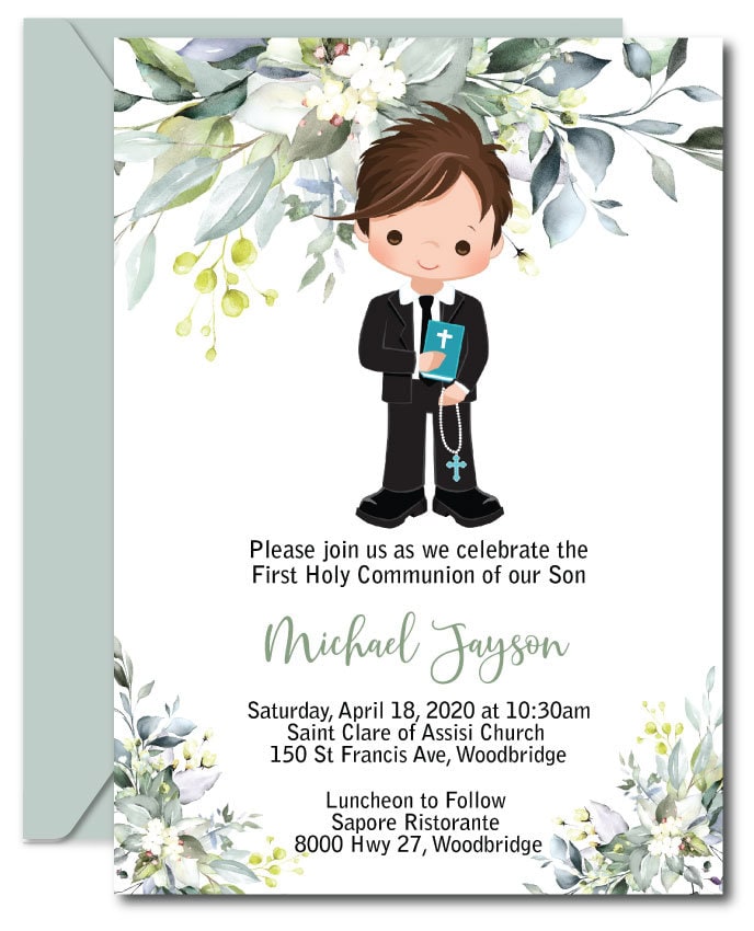 First Communion Invitations For Boys Templates