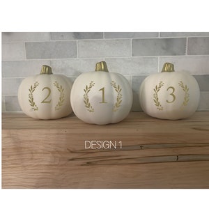 White Pumpkin Table Numbers, Fall Wedding Table Numbers, Custom Pumpkin ...