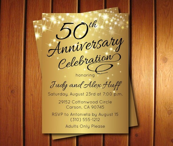 50th Anniversary Invitation Golden Invite Party Printable Etsy