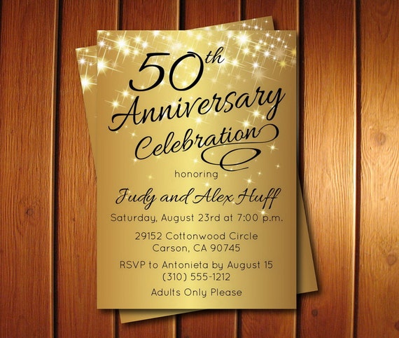 50th Anniversary Invitation Golden Invite Party Printable Etsy