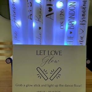White Wedding Glow Stick With 3 Light Modes, Personalized LED Foam ...