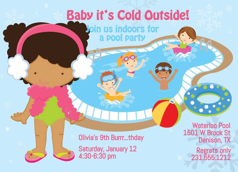 Winter Pool Party Invitation Indoor Pool Party Birthday - Etsy