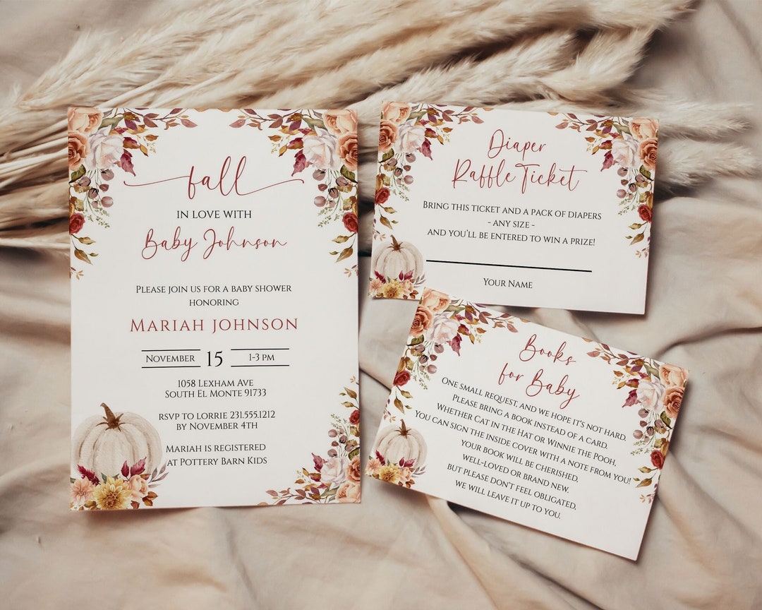 Fall in Love Baby Shower Invitation Suite, Fall Baby Shower Invites ...