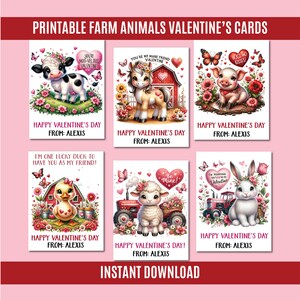 Farm Valentines Printable Template, Farm Valentine's Cards for Kids ...