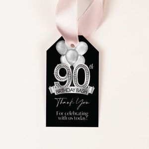 90th Birthday Favor Tags, 90th Birthday Thank You Tags Printable, 90th ...