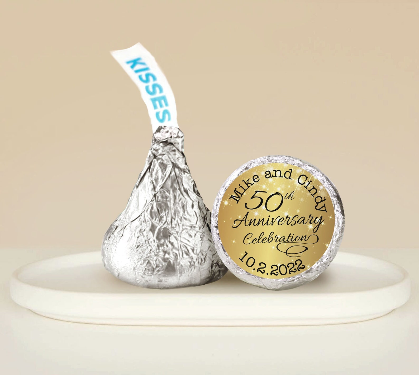 50th Anniversary Stickers, Personalized Anniversary Labels, Sparkly ...