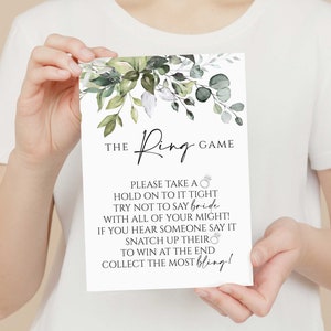 Ring Game Template, Bridal Shower Games, Ring Game Sign, Greenery ...