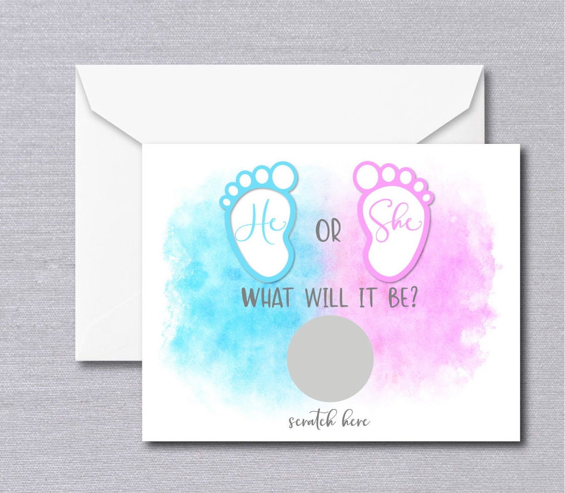 He or She Gender Reveal Party Scratch off Card Baby Shower | Etsy