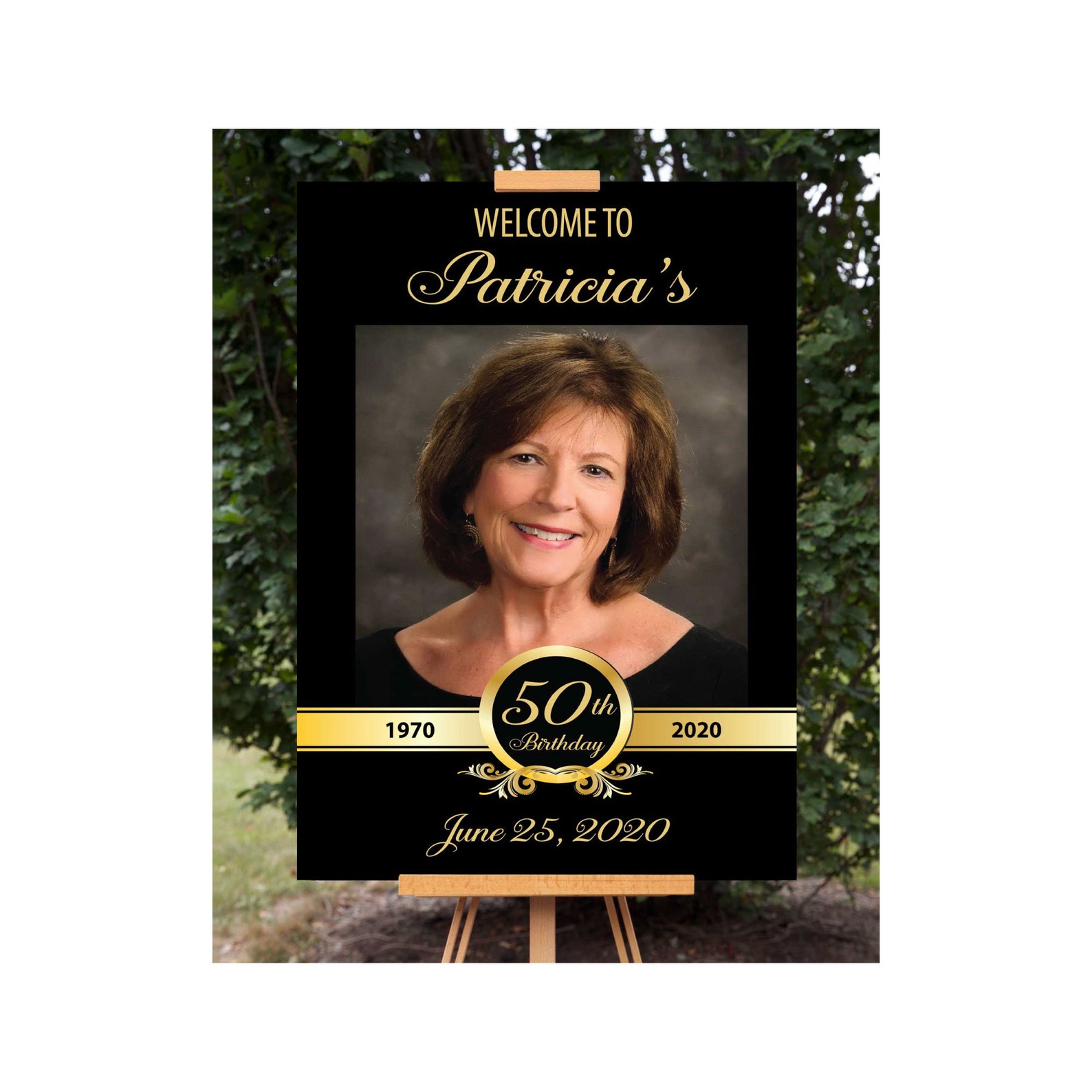 Photo Birthday Welcome Sign Any Age Birthday Party Sign Gold | Etsy