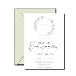 First Holy Communion Invitation, Girl, Boy, Minimal 1st Communion ...