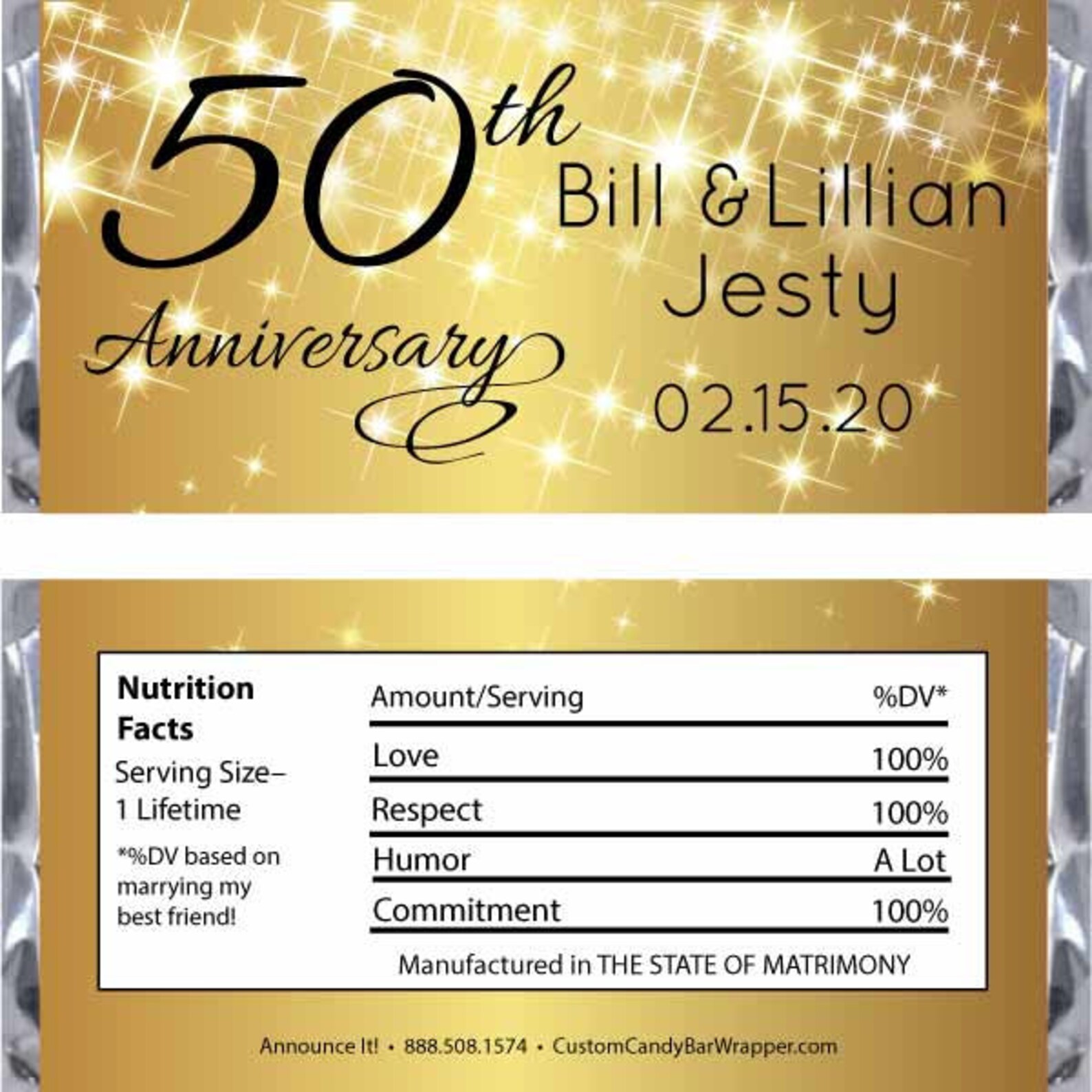 50th Anniversary Stickers, Personalized Anniversary Labels, Sparkly ...