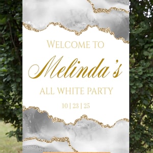 All White Party Welcome Sign, Printable White Birthday Welcome Sign - Etsy